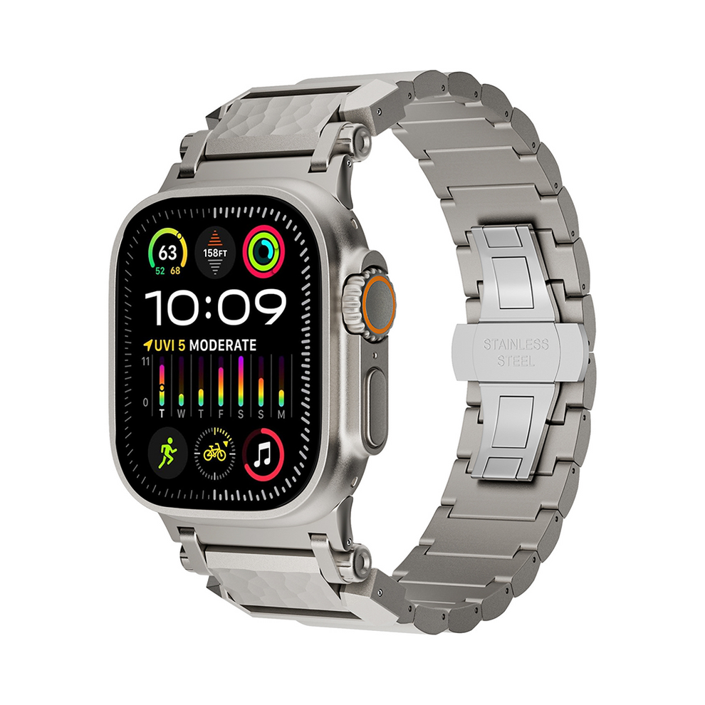 [Rugged and high-quality] Hammered texture titanium band [Apple Watch ...